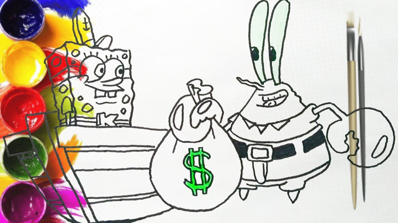 Belajar Menggambar dan Mewarnai Spongebob Squarepants dan uang tuan ...