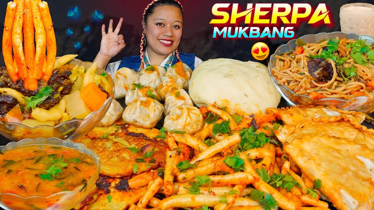 EP:08 Sherpa Food Mukbang | Authentic Nepali Mukbang | Rildok, Shyakpa ...