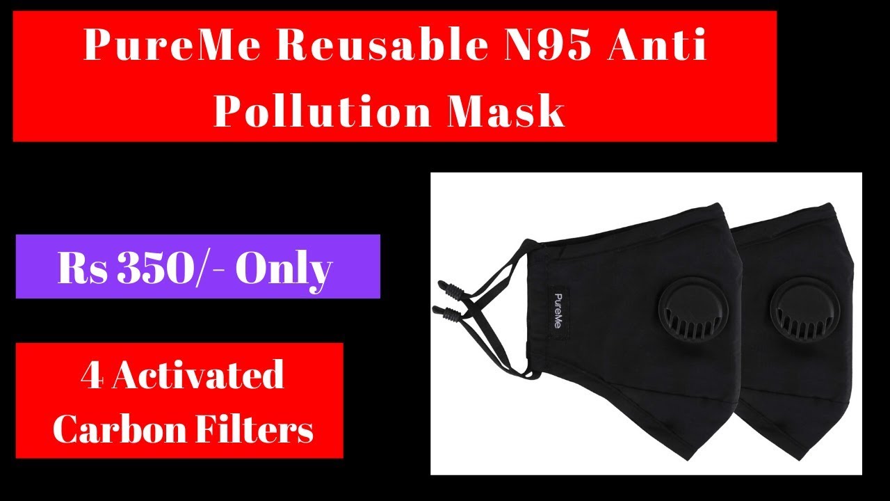 PureMe Reusable N95 Anti Pollution Mask with 4 Activated Carbon Filters ...