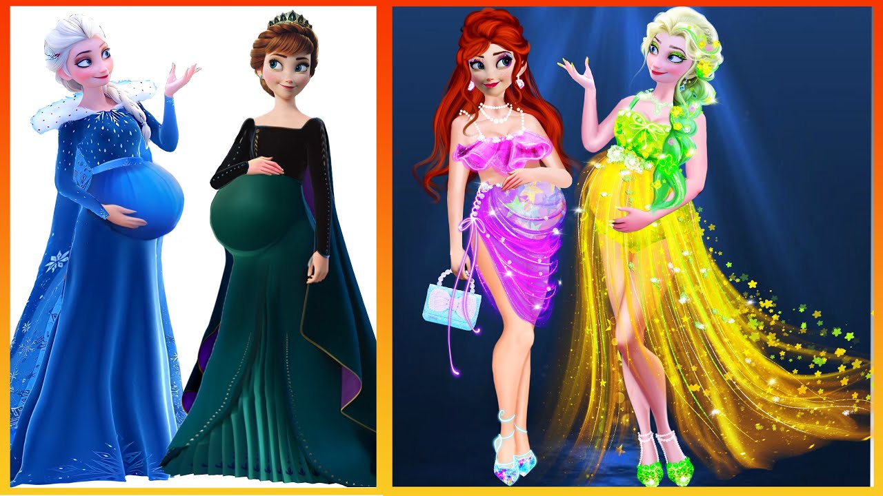 Pregnant Elsa & Anna Transforming Into Vibrant Girls Frozen Glow Up 🌈🤰 ...