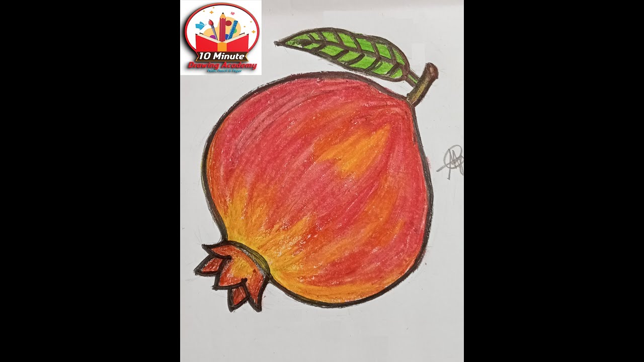 How to draw a Pomegranate step by step very easy PomegranateDalim ...