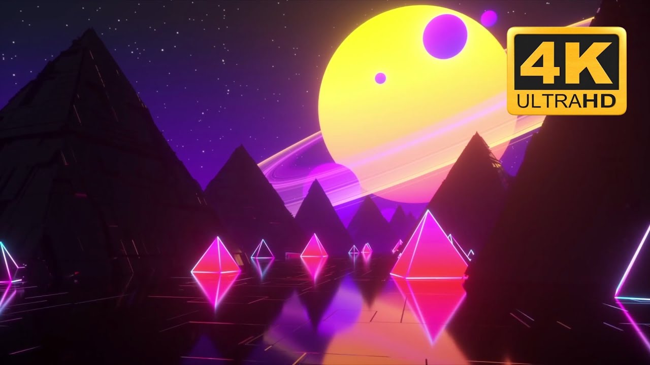 [4K] Retro Neon Road with Geometric Shapes 💡 - YouTube