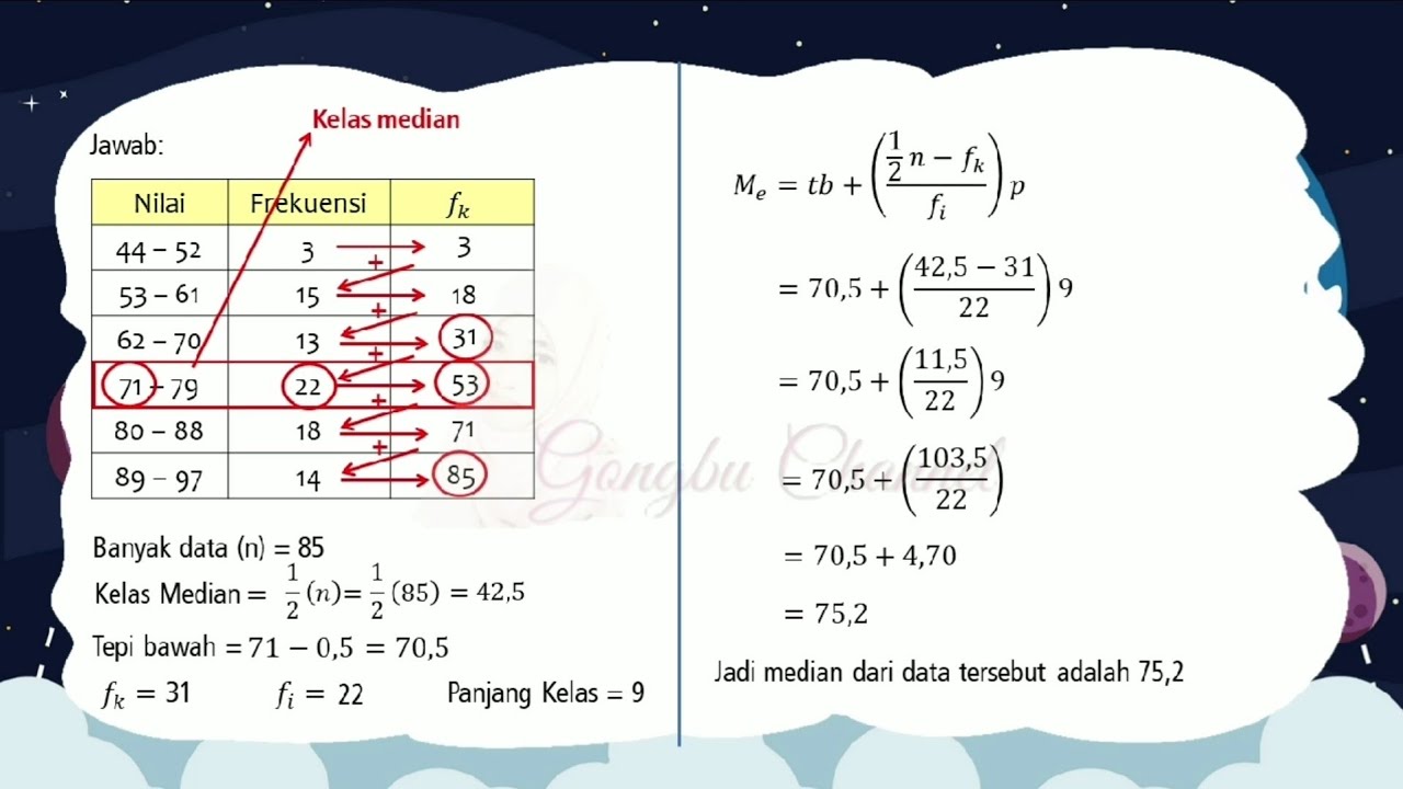 Menentukan Median (Kuartil Tengah) Data Kelompok - YouTube