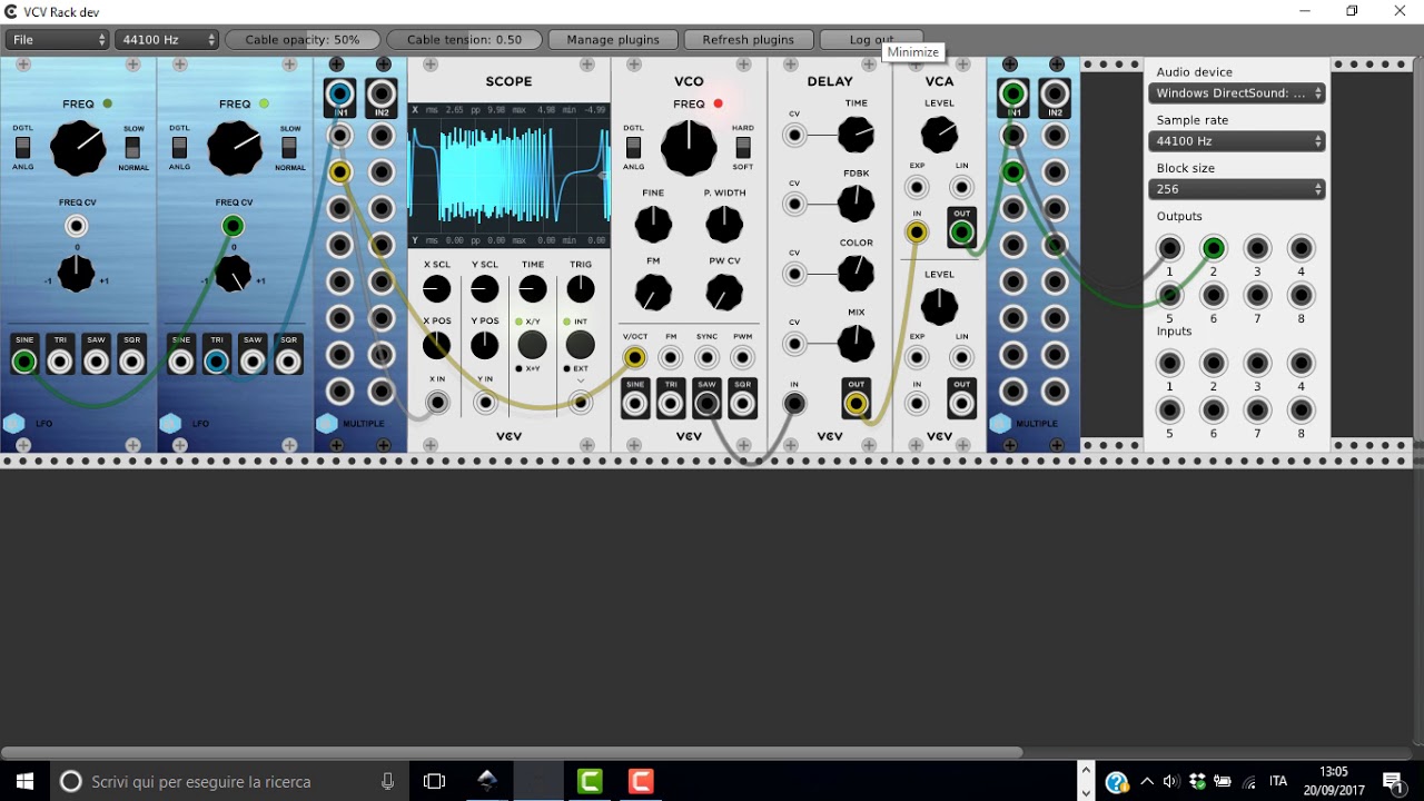VCV Rack - Autodafe Plugin Pack - VC LFO + 2x8 Multiple - YouTube