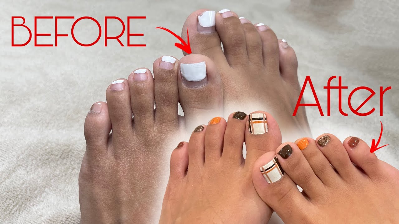 Transforming My Broken Toe Nails For Fall | Easy DIY Toe Nails - YouTube