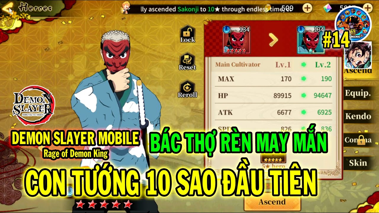 CON TƯỚNG ĐẦU TIÊN LÊN 10 SAO DEMON SLAYER MOBILE Rage of Demon King ...