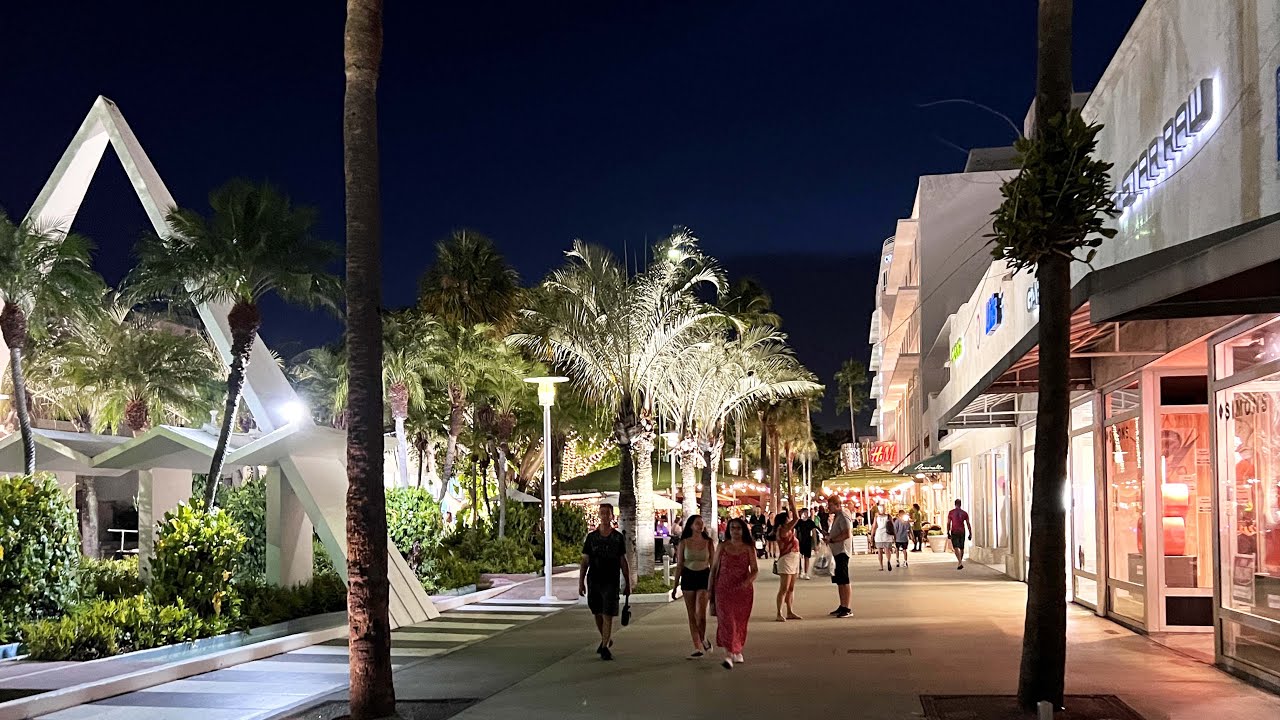 Lincoln Road Night Walk South Beach Miami | Walking Tour from East To ...