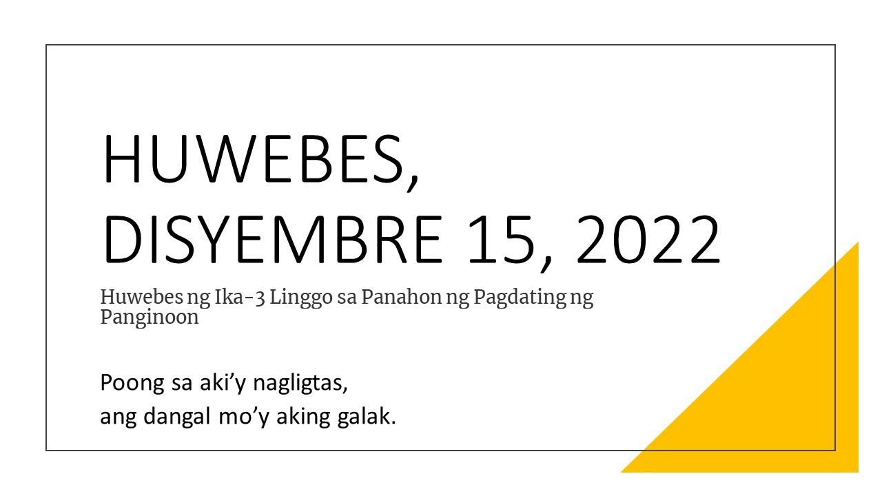 Mga Pagbasa para sa December 15, 2022 Tagalog Bible Reading - YouTube