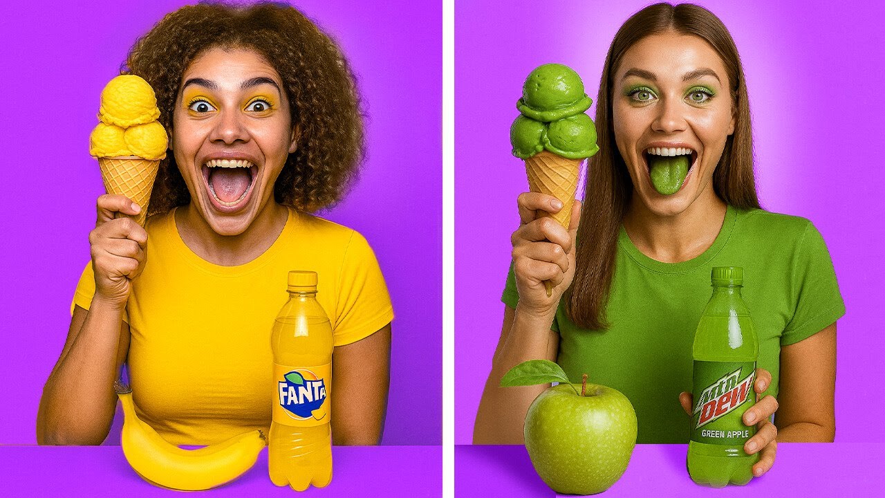 🌈 24 HOURS One Color Food Challenge! 🍔 Funny Eating Hacks & Food ...