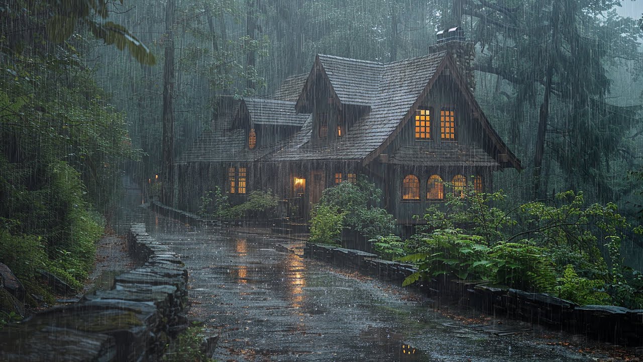 Calm and Serene with Heavy Rain in the Forest | Sleeping Well and ...