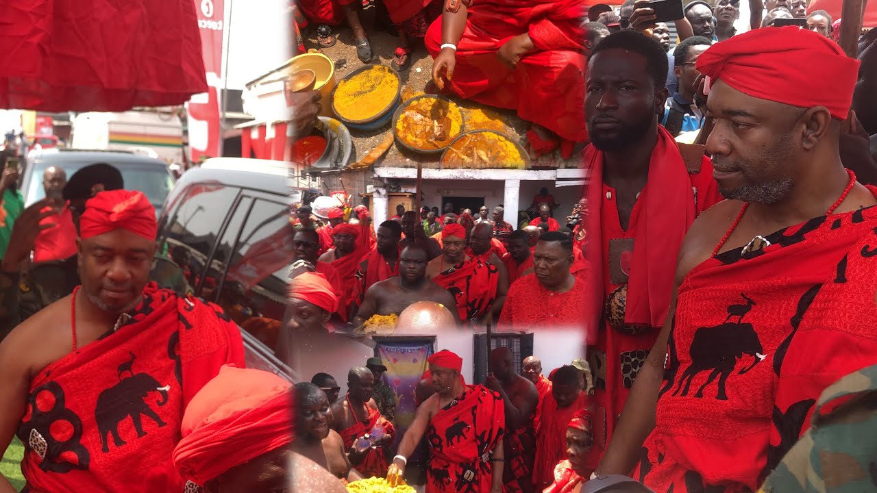 Ga Mantse Arrived at the Homowo Fest Celebration, Sprinkling Kpekple ...