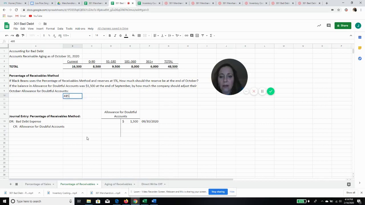 Bad Debt Percentage of Receivables Method - YouTube