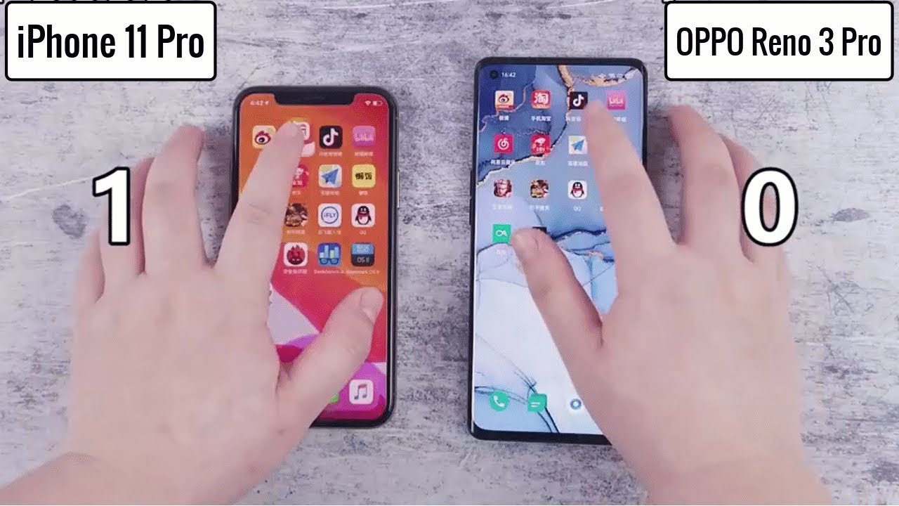 iPhone 11 Pro VS OPPO Reno 3 Pro || Speed Test Comparison ||【Known ...