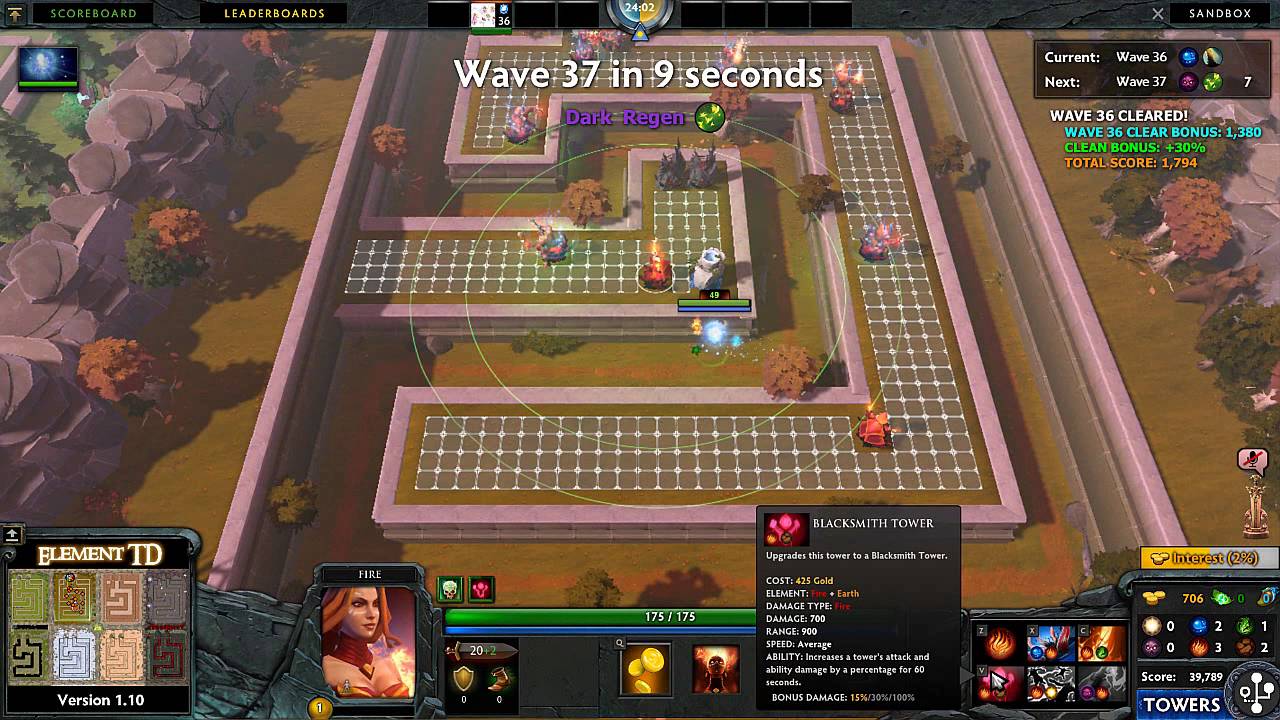 DOTA 2 Elemental TD - How to Reach Boss Wave (Earth/Fire/Water) - YouTube