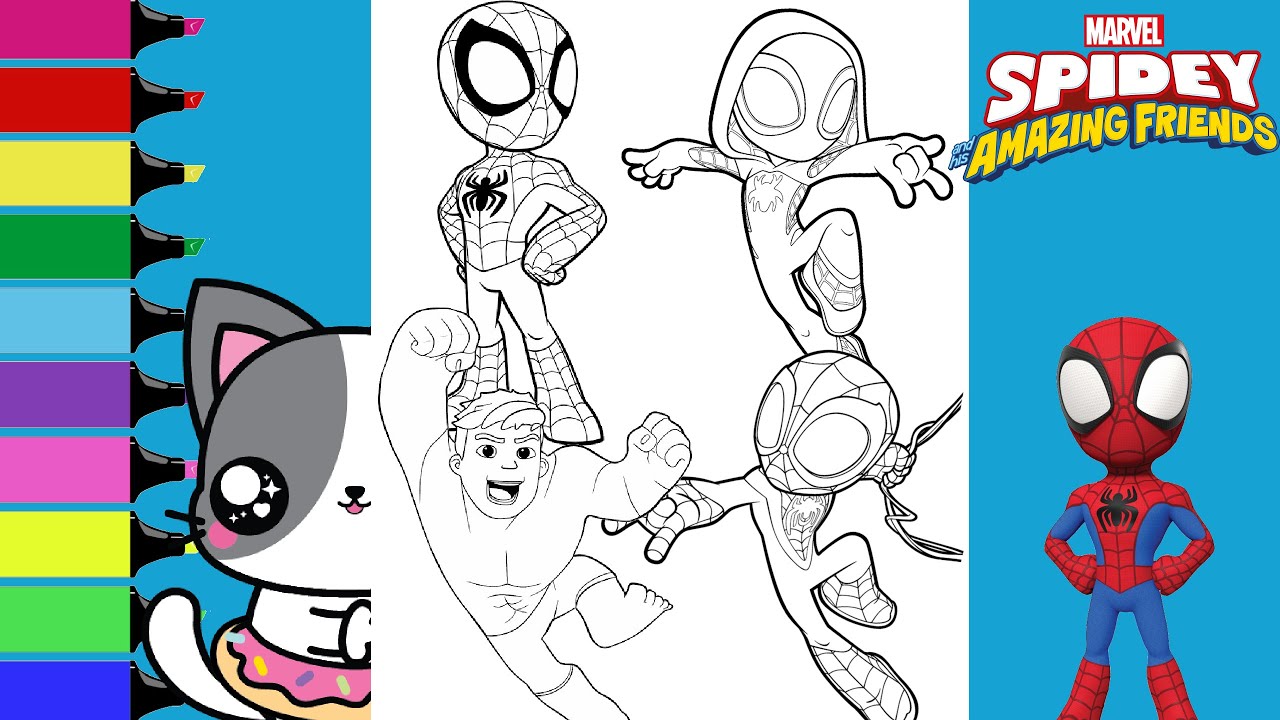 Spidey and His Amazing Friends Coloring Book Compilation Spidey Ghost ...