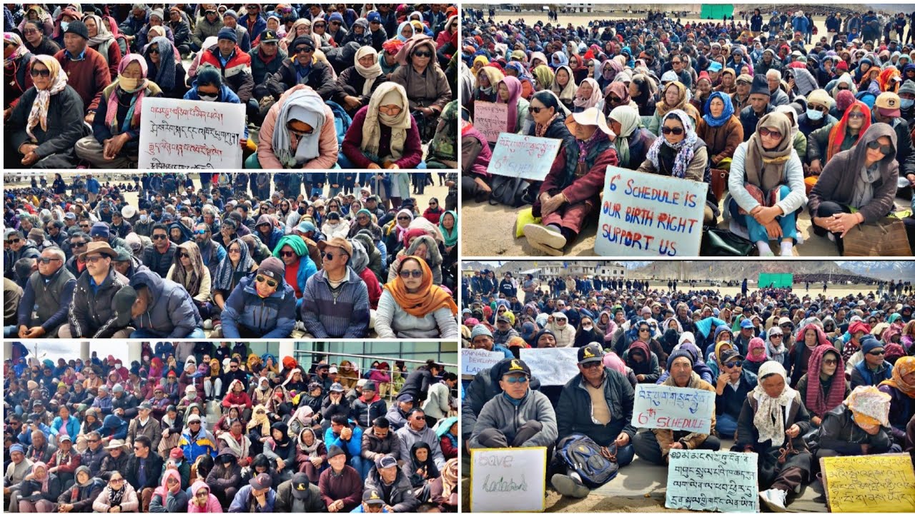 massive protest rally at NDS Stadium |ladakh | thousands join with sh ...