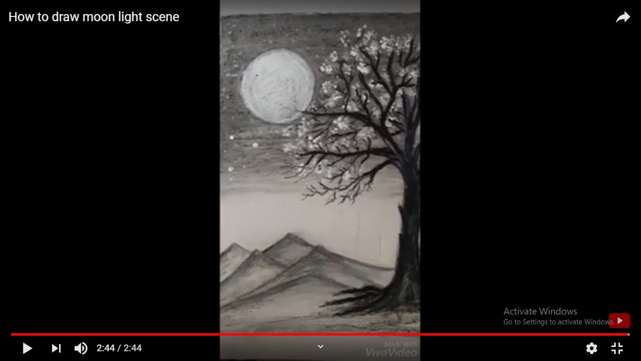 how to draw moonlight scene. - YouTube