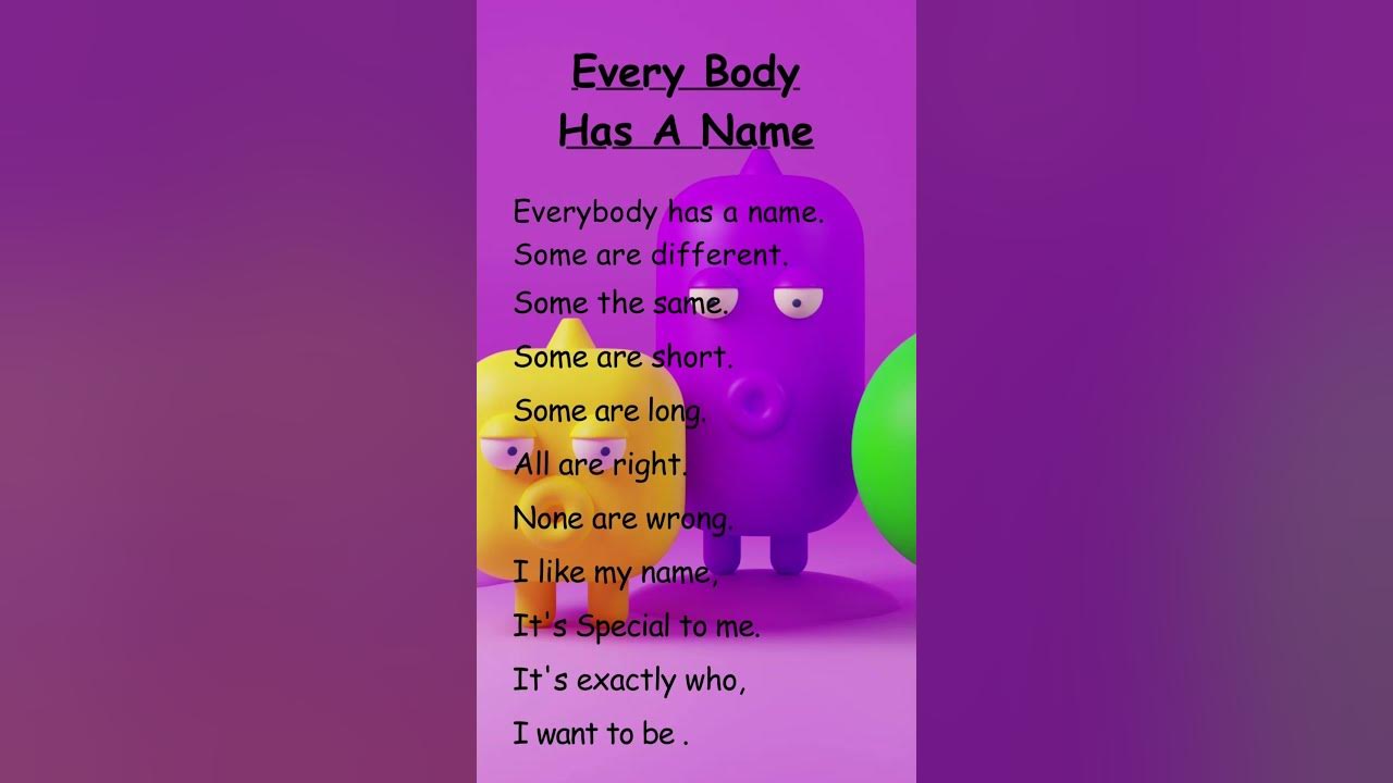 Poem - Everybody Has A Name | Poem for Kids | LKG - UKG Poems | #poems ...