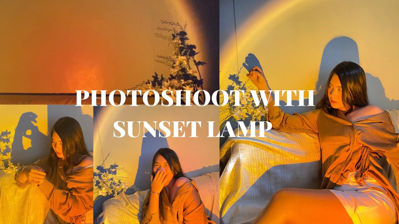 trying sunset lamp + indoor photoshoot - YouTube