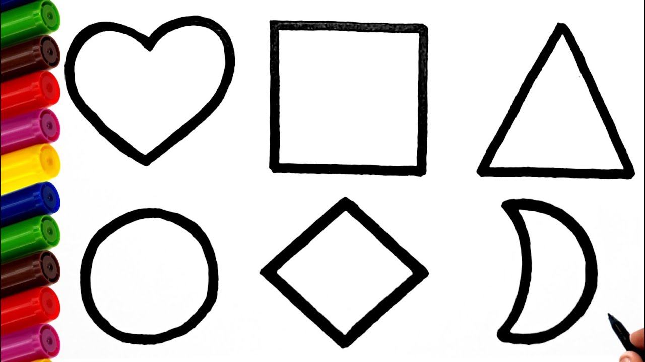 How to Draw Shapes for Kids and Toddlers | Drawing and Coloring Shapes ...