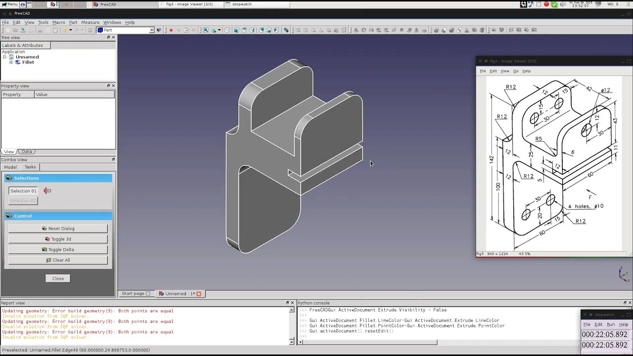 Let's Learn: FreeCAD under 1hr [2] - Extruding and Fillets - YouTube