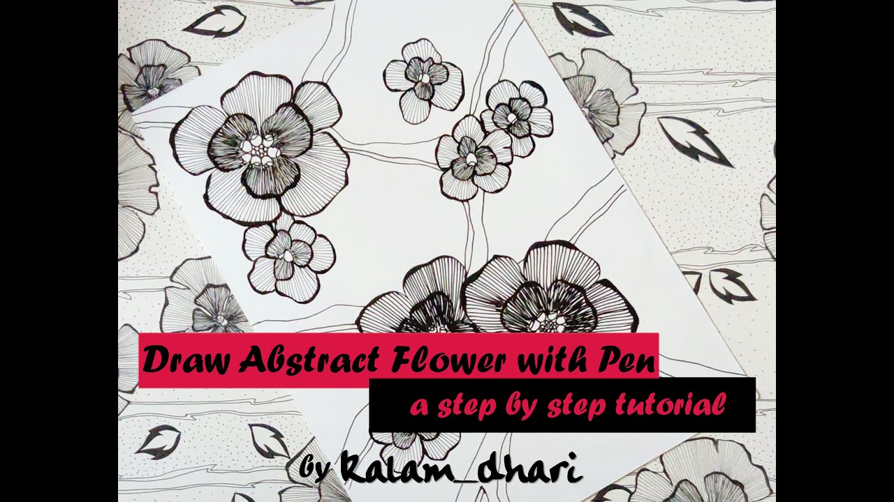 draw abstract flower with pen- step by step tutorial - YouTube