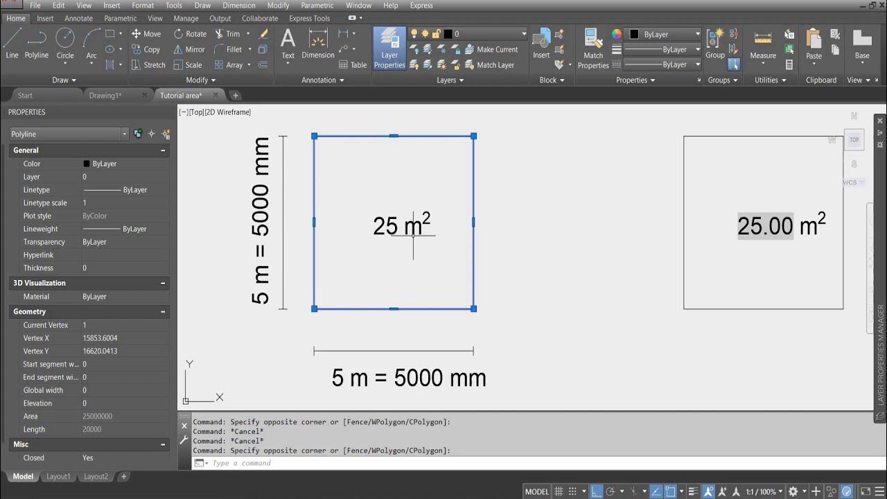 Automatic area calculation in AutoCAD - YouTube