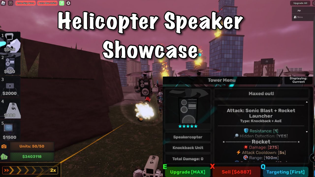 Skibidi Defense Helicopter Speaker Showcase (Roblox) - YouTube