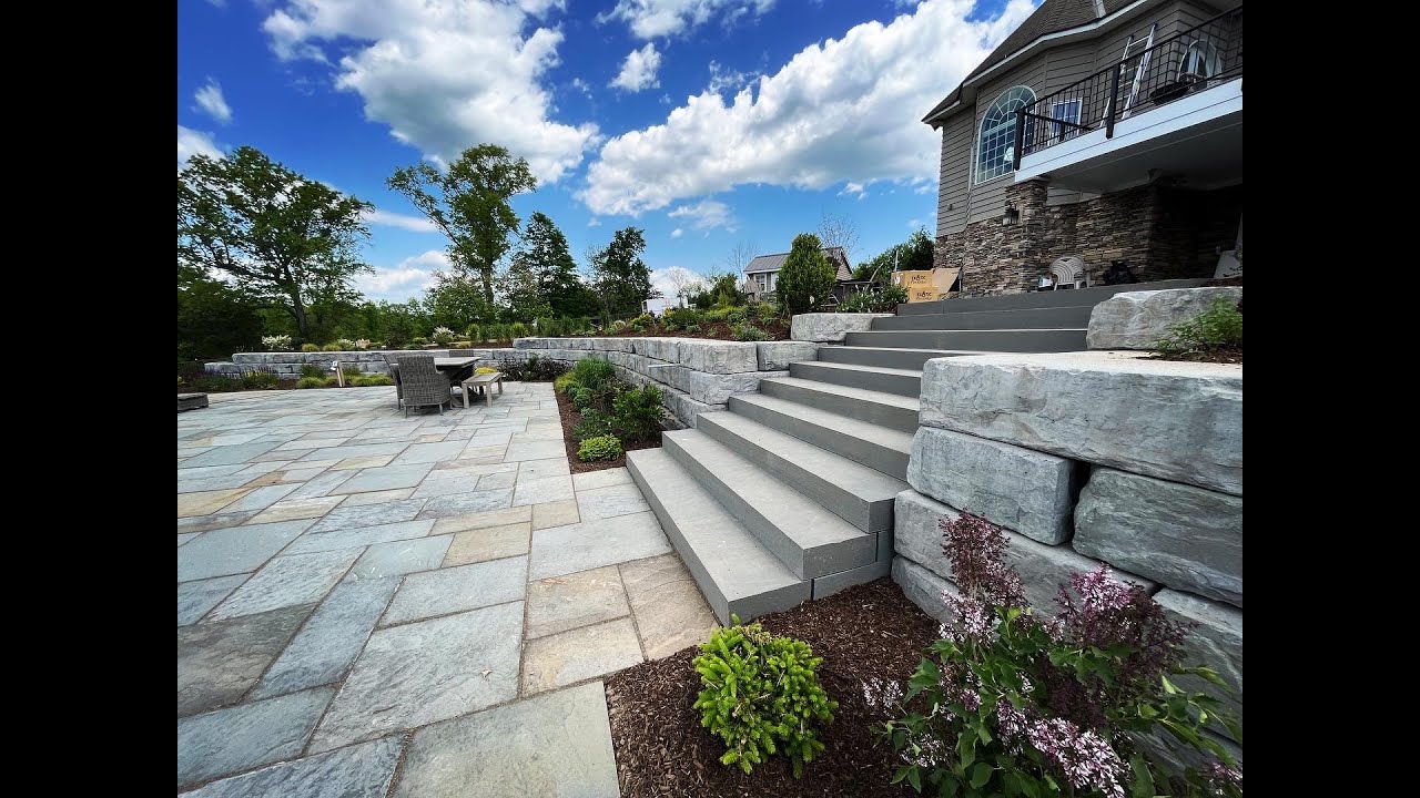 Bluestone Backyard Transformation Start to Finish | Masseo Landscape ...