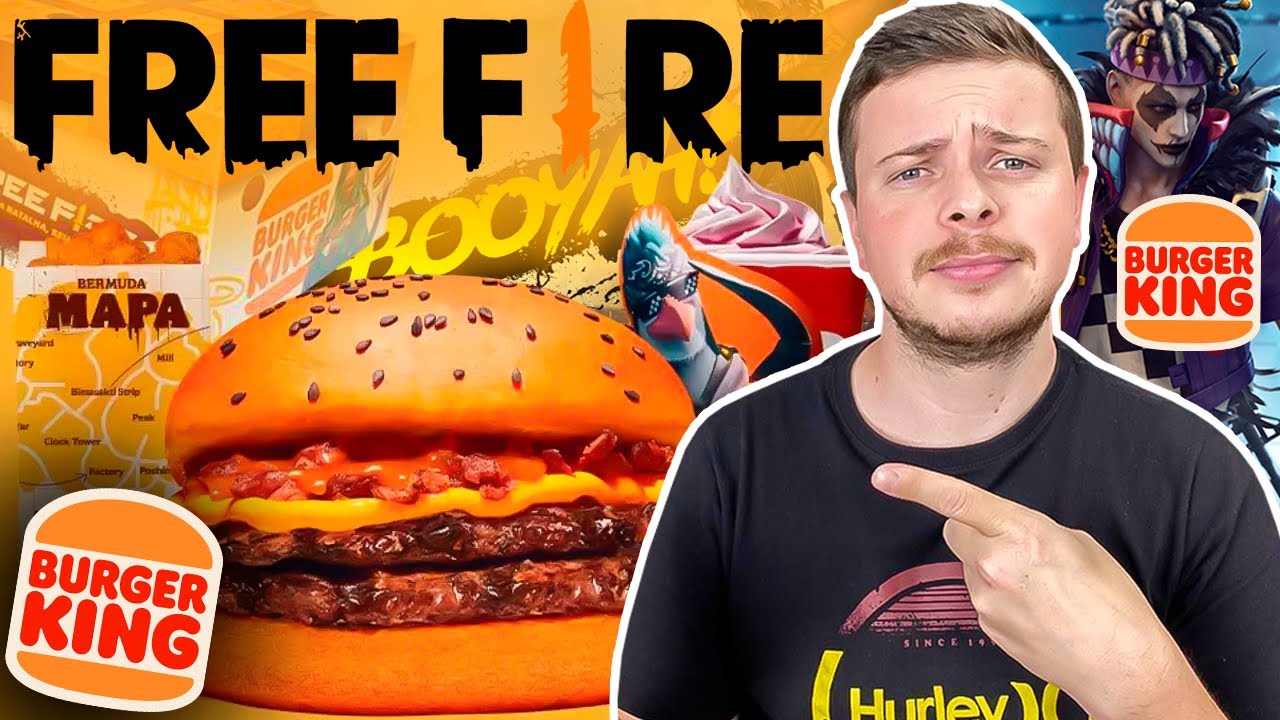 COMBO FREE FIRE DO BURGER KING - HAMBÚRGUER COM PÃO LARANJA / CHICKEN ...