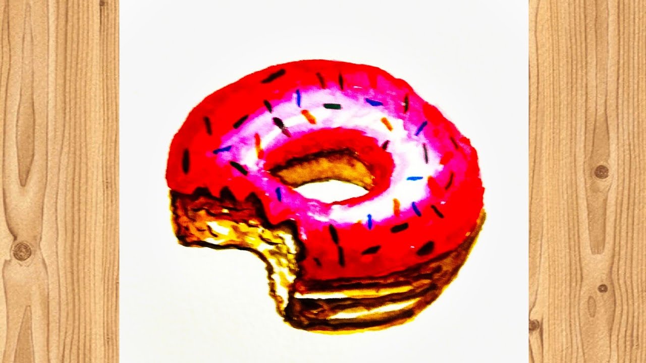 Donut Watercolor Drawing tutorial | easy Watercolor Drawing | Donut ...
