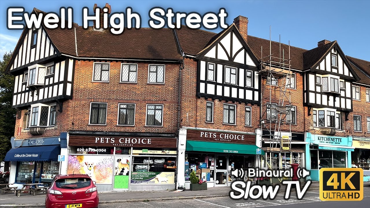 Sunny Afternoon Walk Down Ewell High Street in Surrey, UK - Slow TV ...