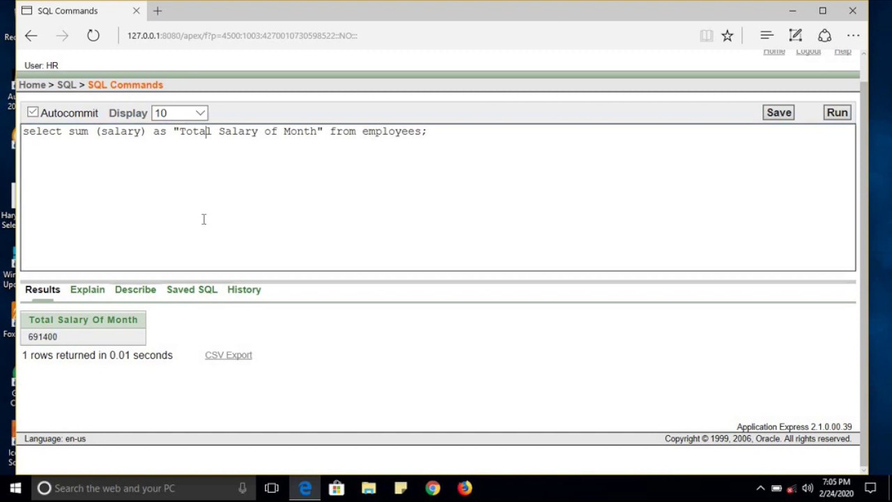 Learn Sql And Oracle Database Part 10 Aggregate Functions In Sql Sum 8199