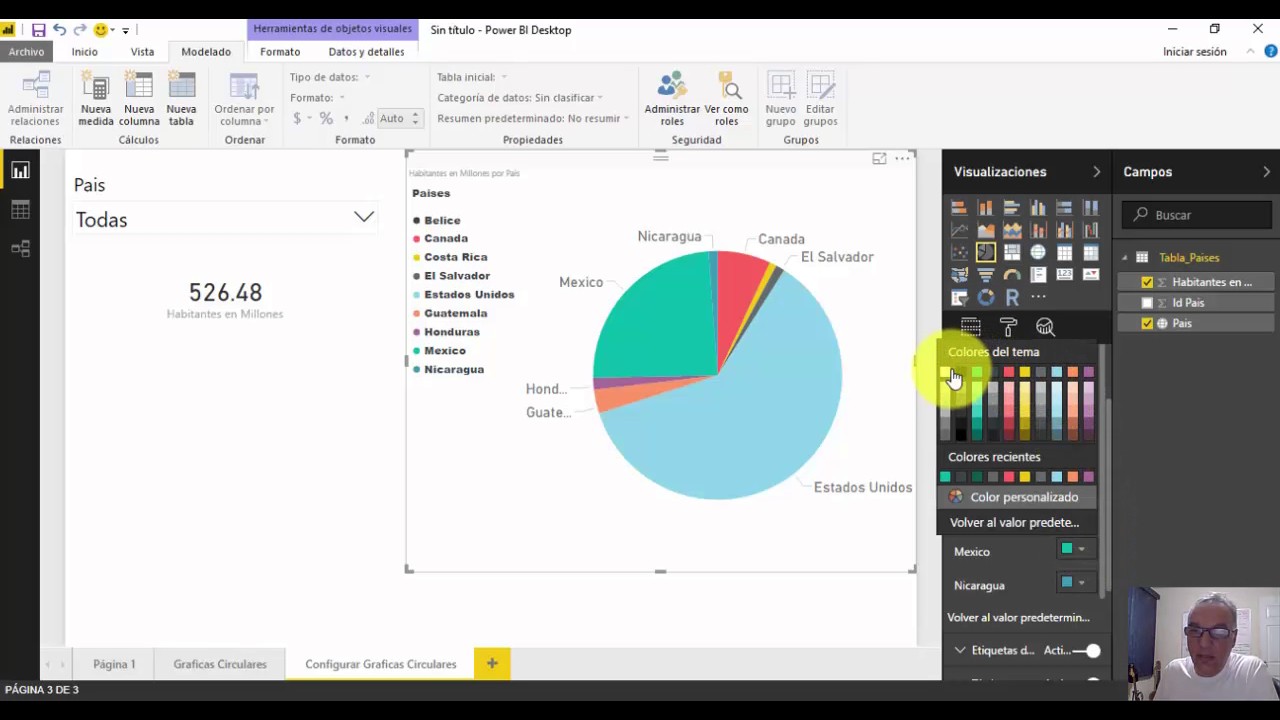 Cambiar los colores de una grafica circular en Power BI Desktop - YouTube
