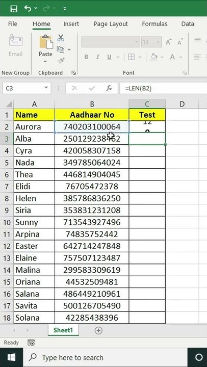 Excel Tips 05 - Find Errors in Aadhaar Number #shorts #ExcelwithSK - YouTube