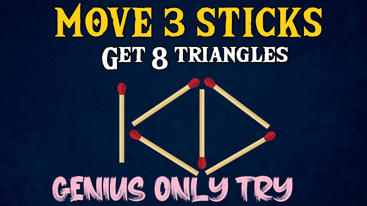 Move 3 sticks to make 8 triangles |matchstick puzzle #solve #games # ...