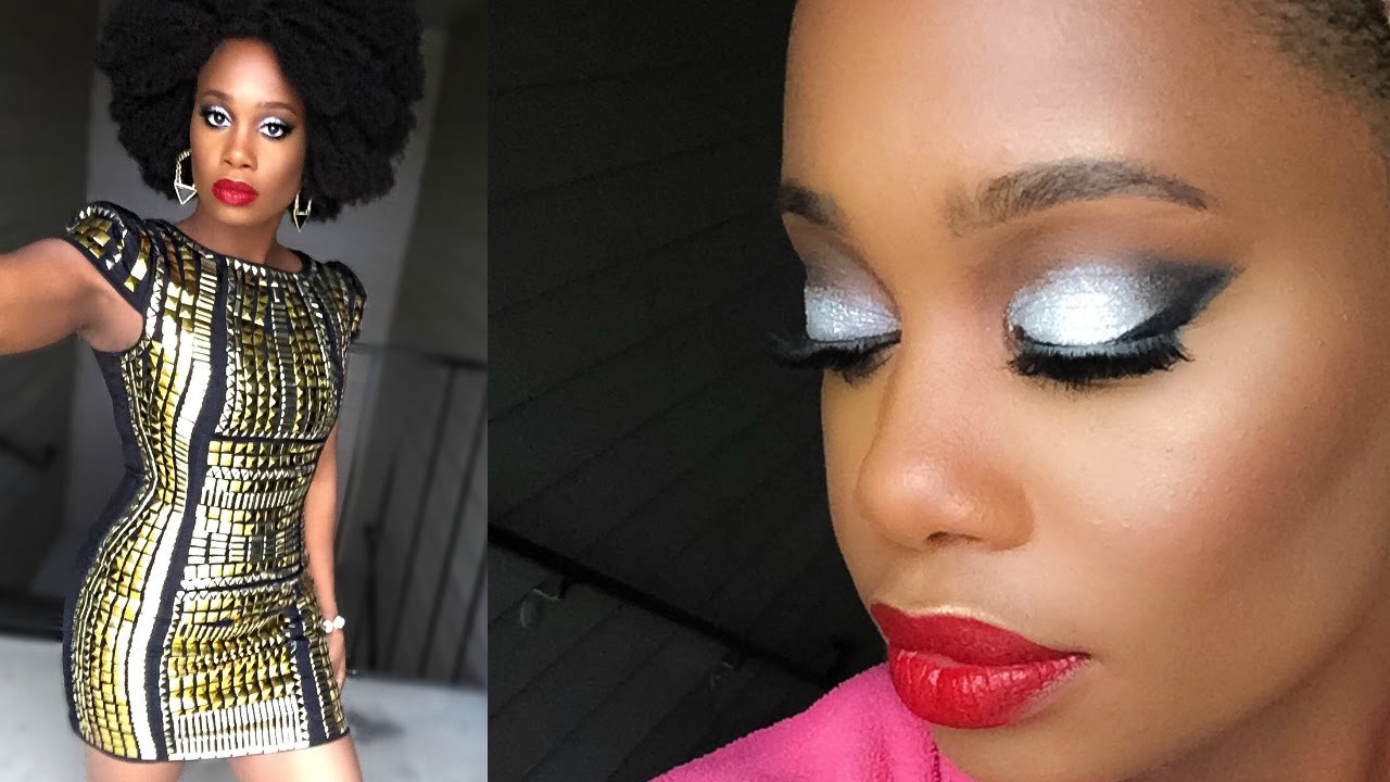 The Classic Holiday Party Make-up Look | Red Lips Shimmery Eyes - YouTube