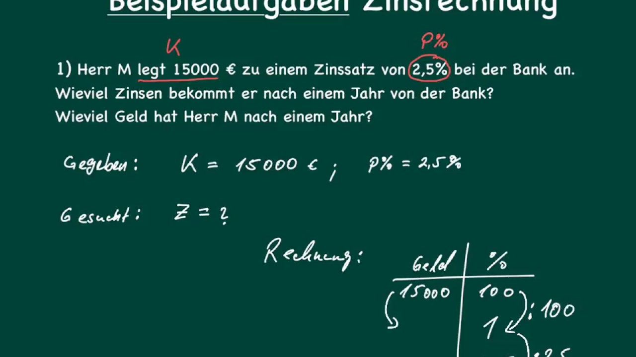 Zinsrechnung : Beispielaufgaben - YouTube