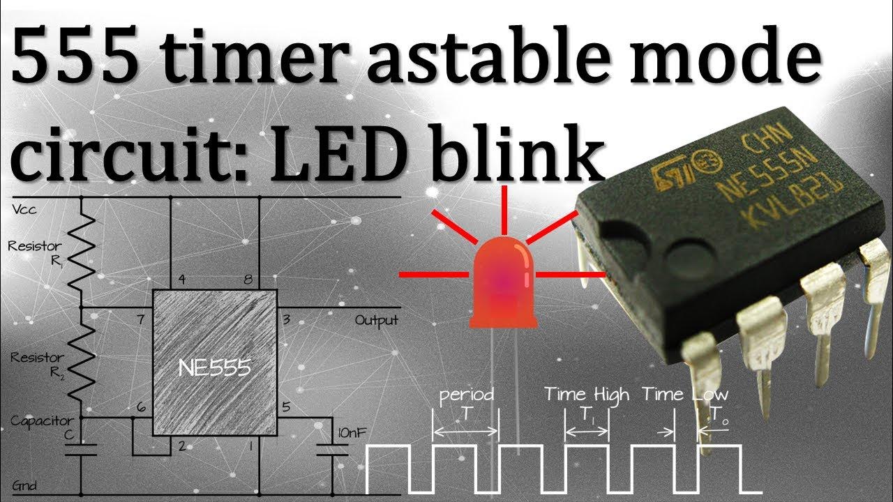 555 timer astable mode circuit – LED blink with pot using 5 minimal components (extended) - YouTube