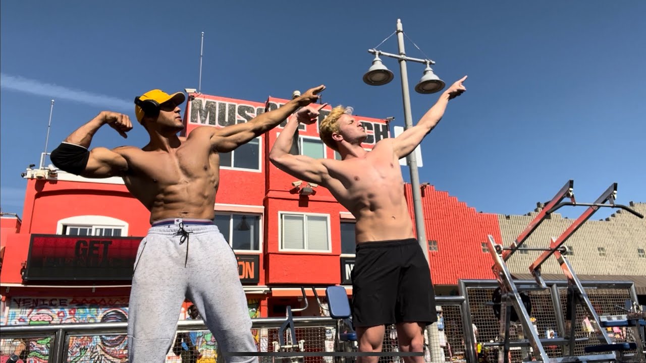 Muscle beach gym is finally open, flexing with Ike Catcher - YouTube
