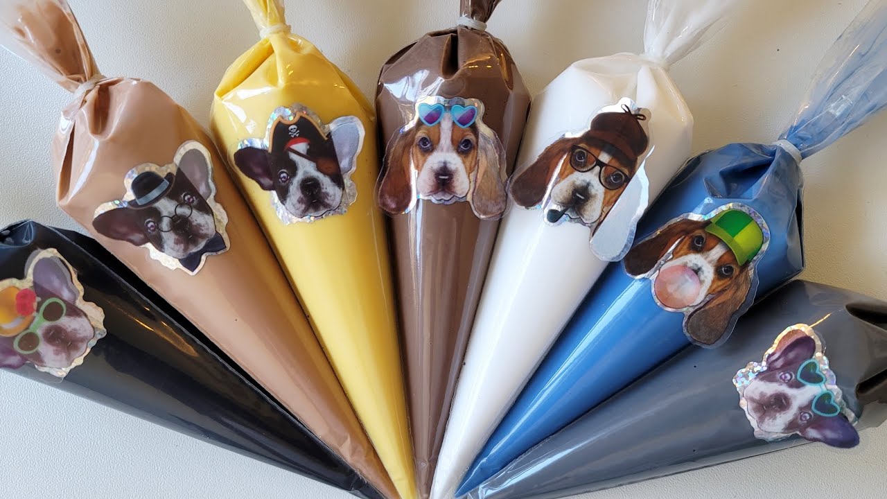 Fancy Silly Dogs Slime Making Clear Slime With Piping Bags | Relaxing ...