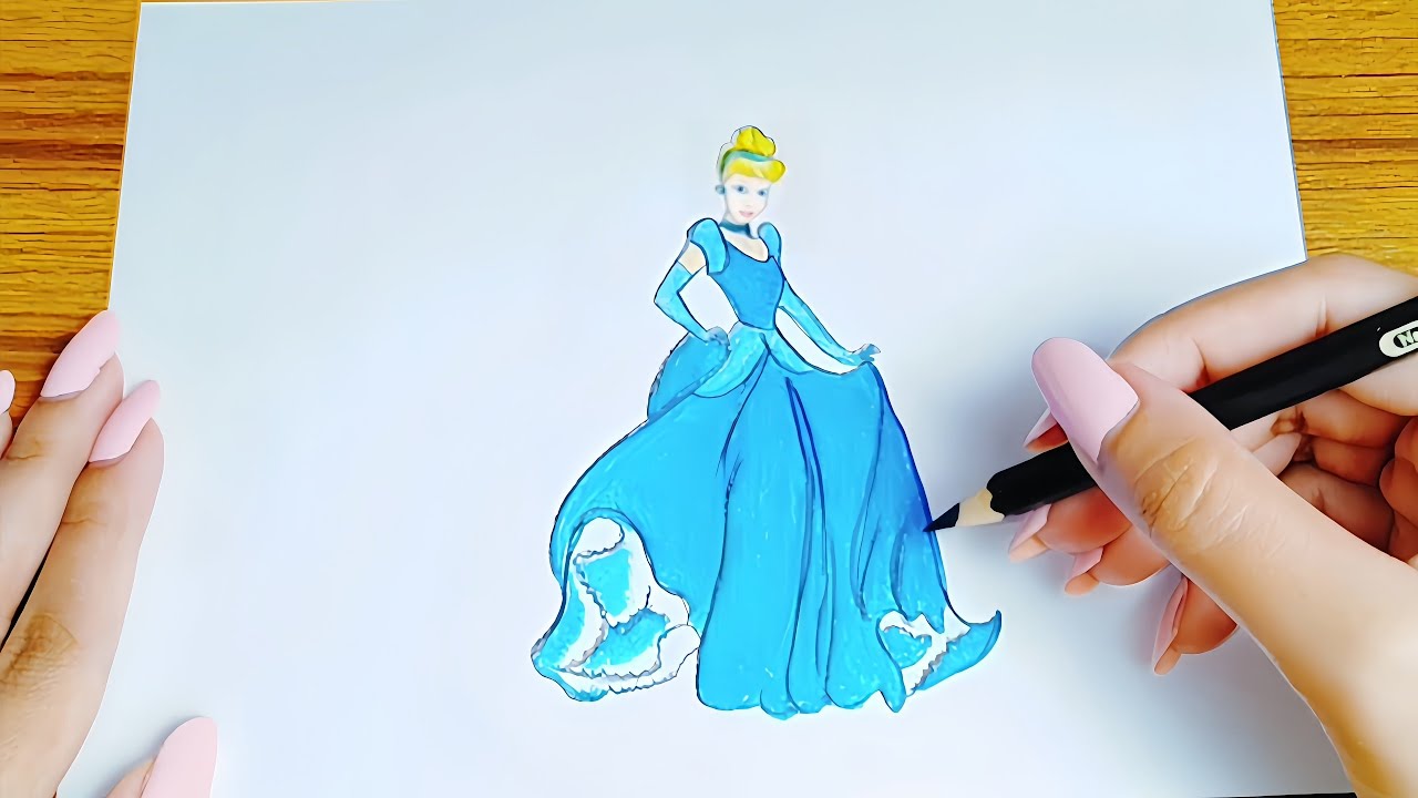 Cinderella Drawing Easy Step By step | How to draw Disney Princes - YouTube