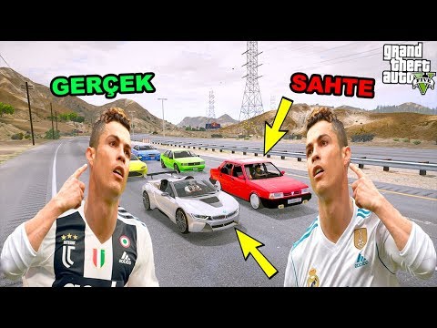 GERÇEK RONALDO VE SAHTE RONALDO SÜPER ARABALARLA YARIŞIYOR! - GTA 5