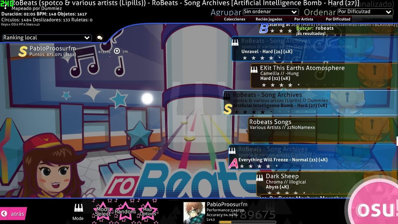 osu!mania Artificial intelligence Bomb 97.13% - YouTube