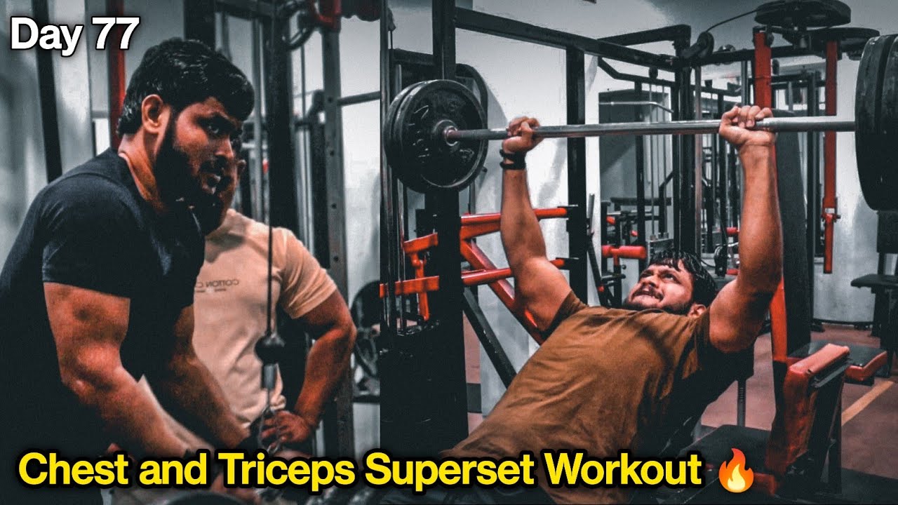 🔥Day 77 Super Advance Level || Chest and Triceps New exercise & Tricep ...