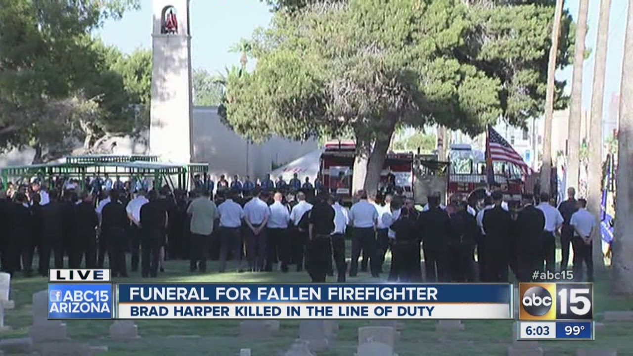 Funeral procession for fallen firefighter - YouTube