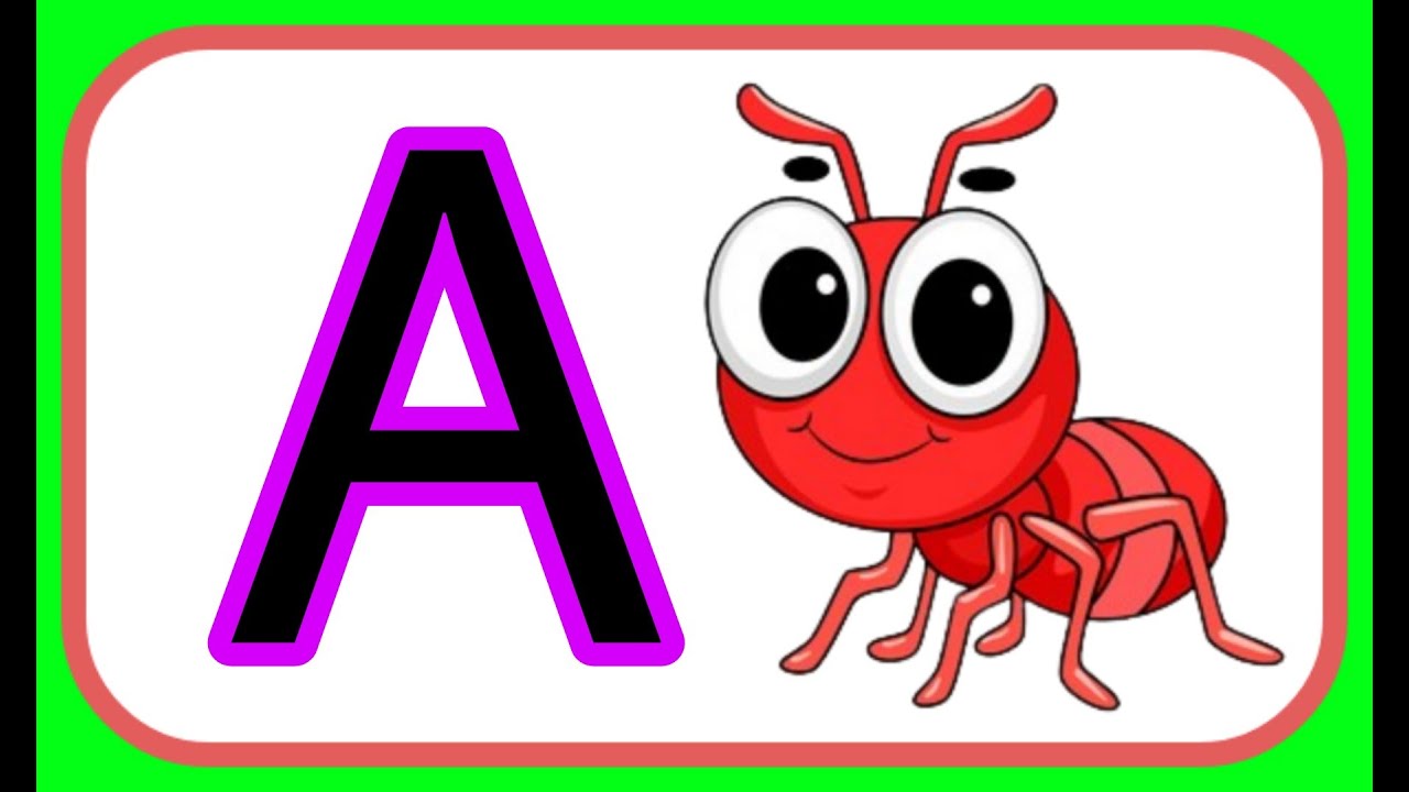 A for ant 🐜,B for ball 🏀, ABCD capital letters, abcd small English ...