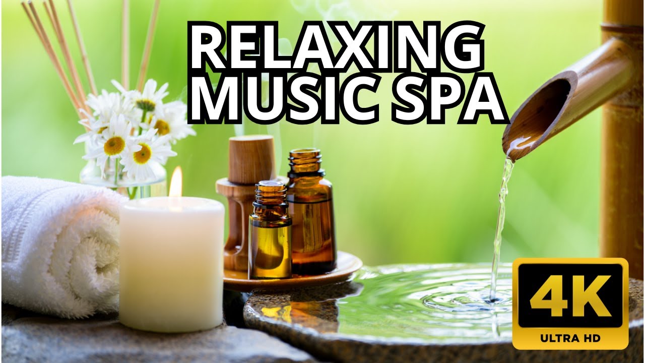 4K 12 Hours Relaxing Spa Music • Gentle Sounds of Water Drop Flow ☘️ ...