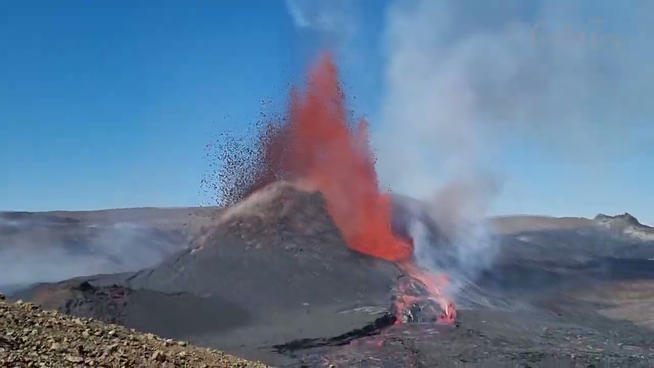 VOLCANO EXPLODES AFTER THE CRATER WALL SLIDES - YouTube