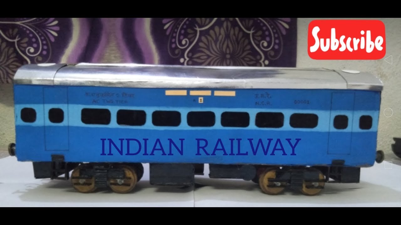 Make a home made ICF AC Coach , made by cardboard || KALKA MAIL COACH ...